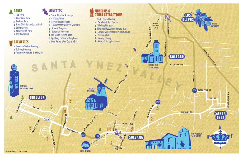 Map Solvang Santa Barbara Santa Barbara Region Art Map – Nifty